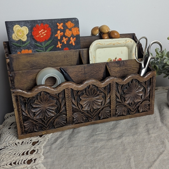 Vintage | Accents | Vintage 7s Lerner Floral Carved Organizer Cottage ...